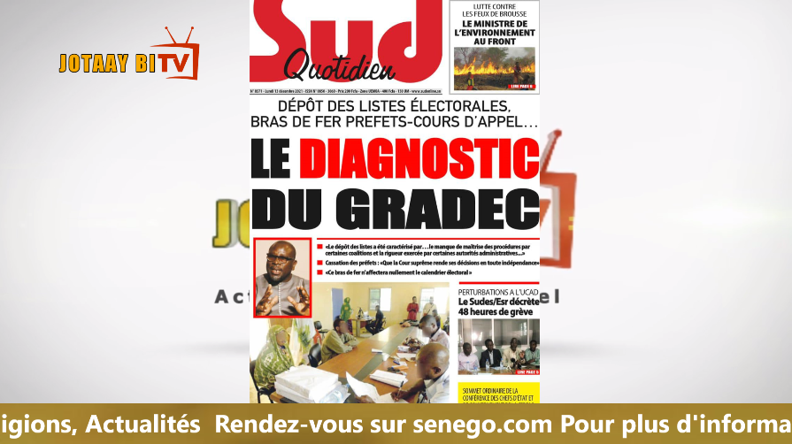 La Une Des Journaux Sud Fm Du Lundi 13 Décembre 2021 En Wolof