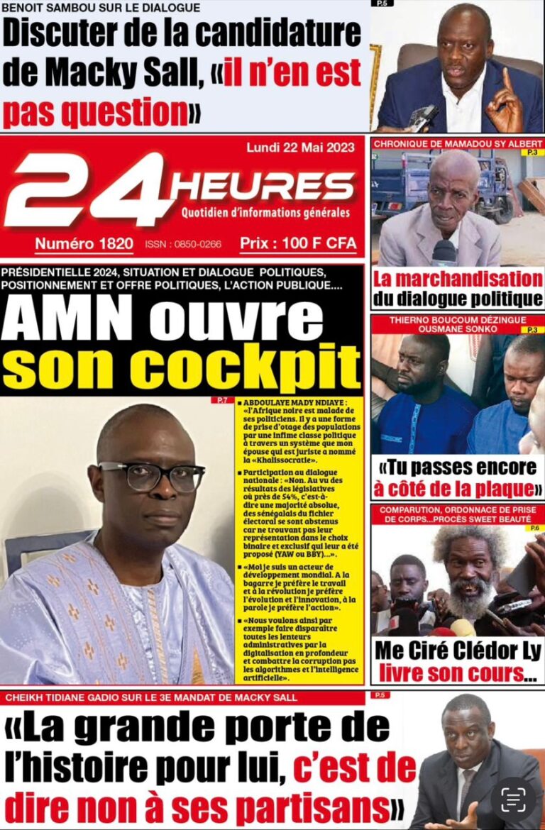 Une des journaux du lundi 22 mai 2023