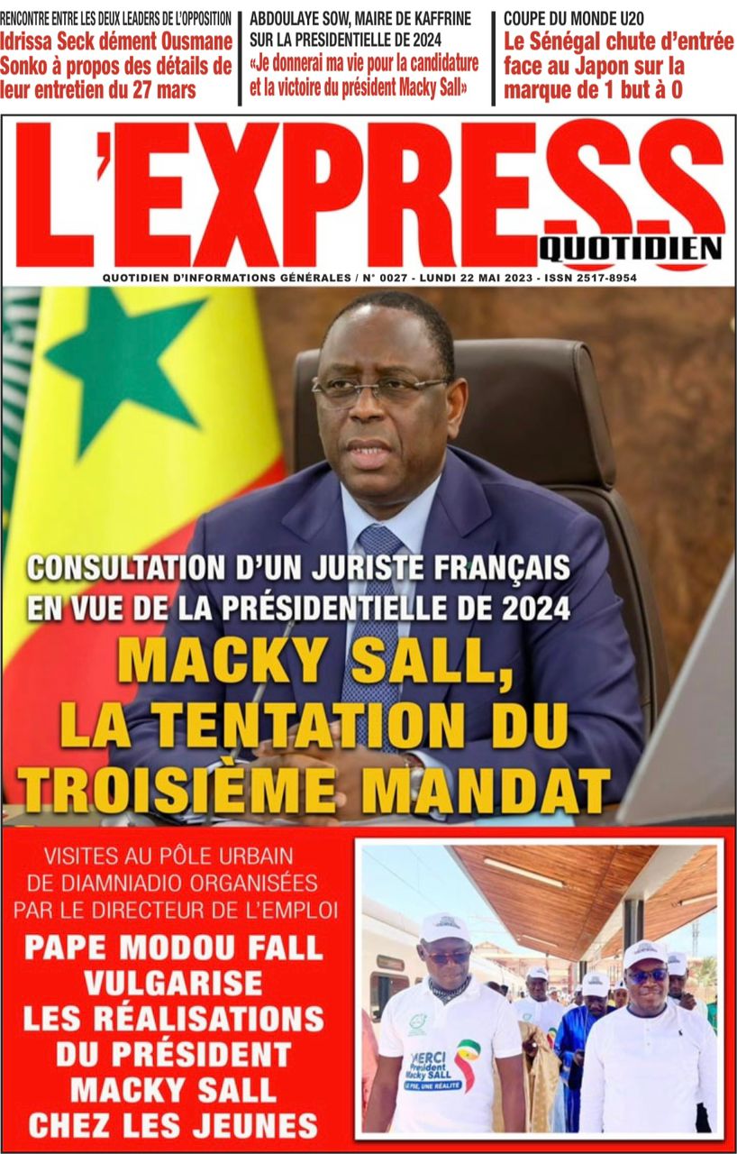 Une des journaux du lundi 22 mai 2023