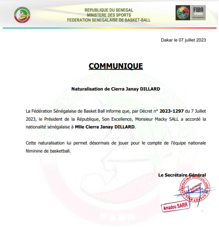 Basket-Lionnes Sénégal : Macky valide la naturalisation de Cierra Janay ...
