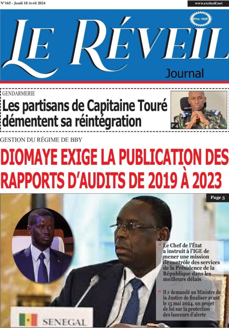 Découvrez les Unes des journaux sénégalais du jeudi 18 avril 2024