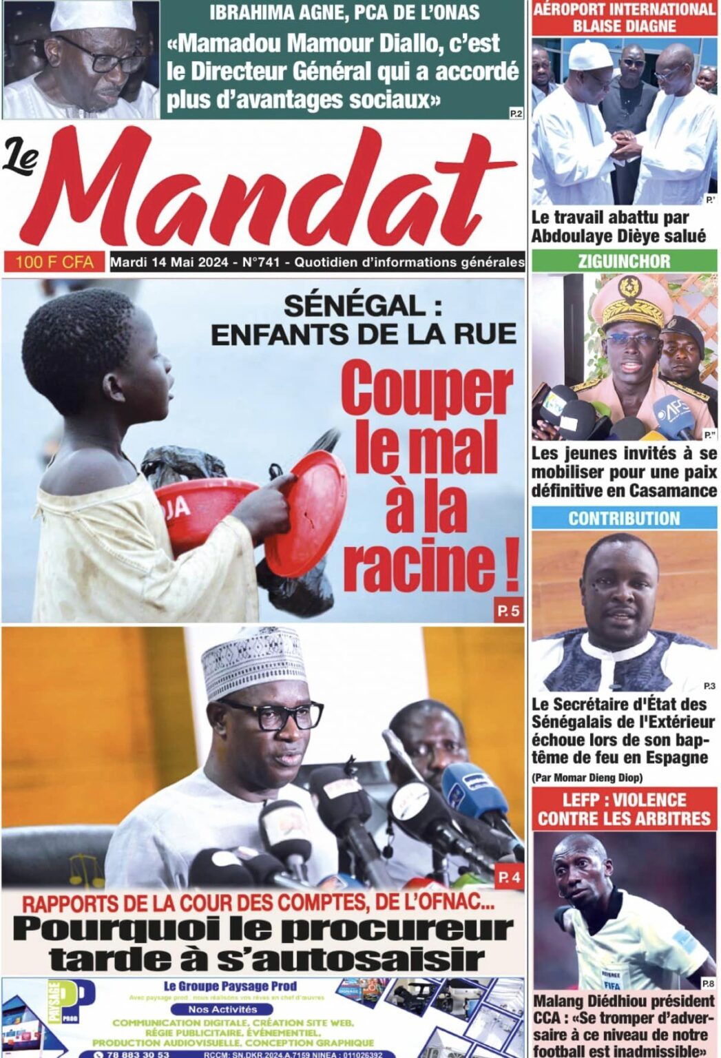 Découvrez les Unes des journaux Sénégalais du mardi 14 mai 2024