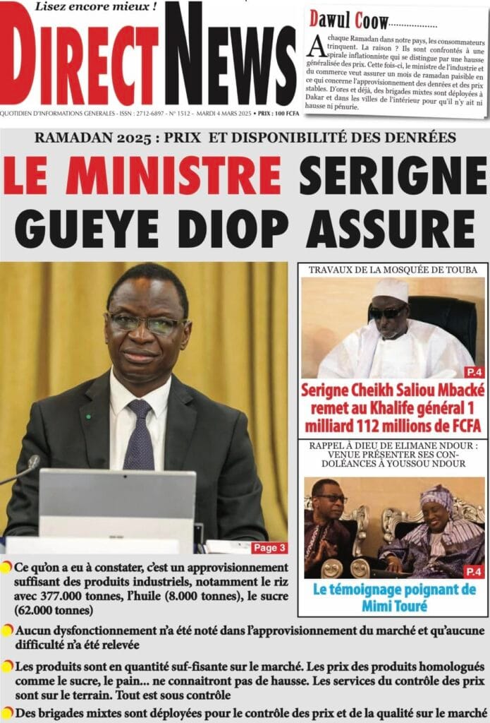 Découvrez les Unes des journaux sénégalais du mardi 04 mars 2025