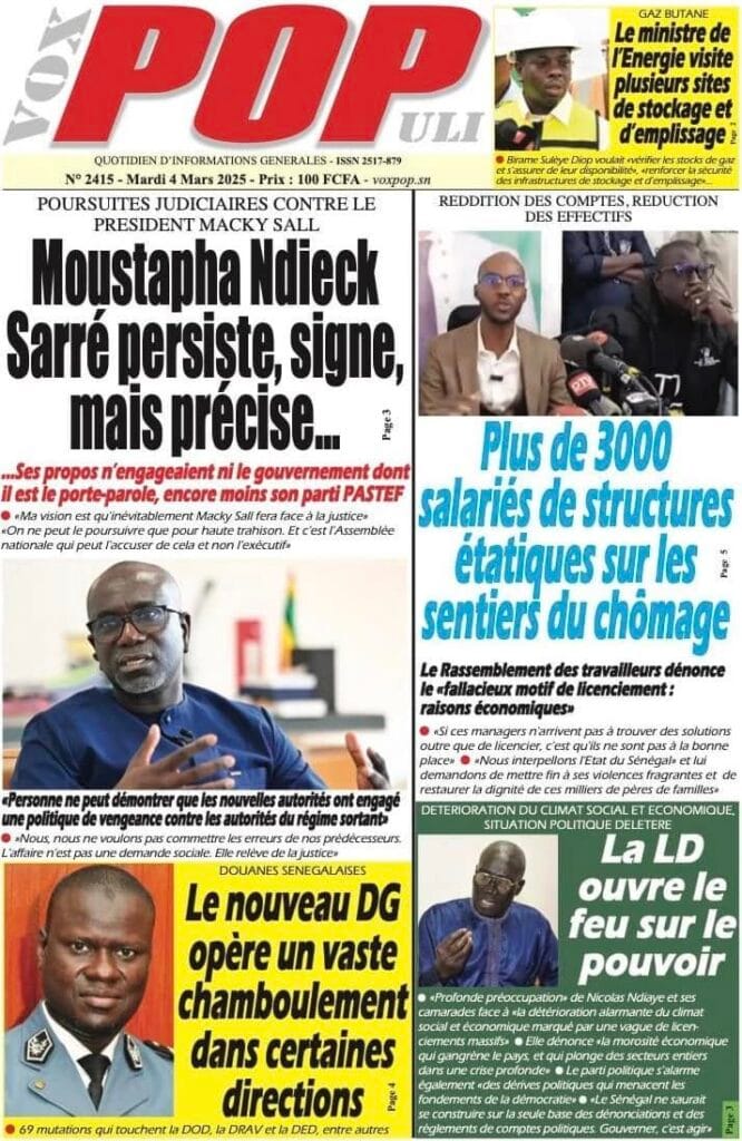 Découvrez les Unes des journaux sénégalais du mardi 04 mars 2025