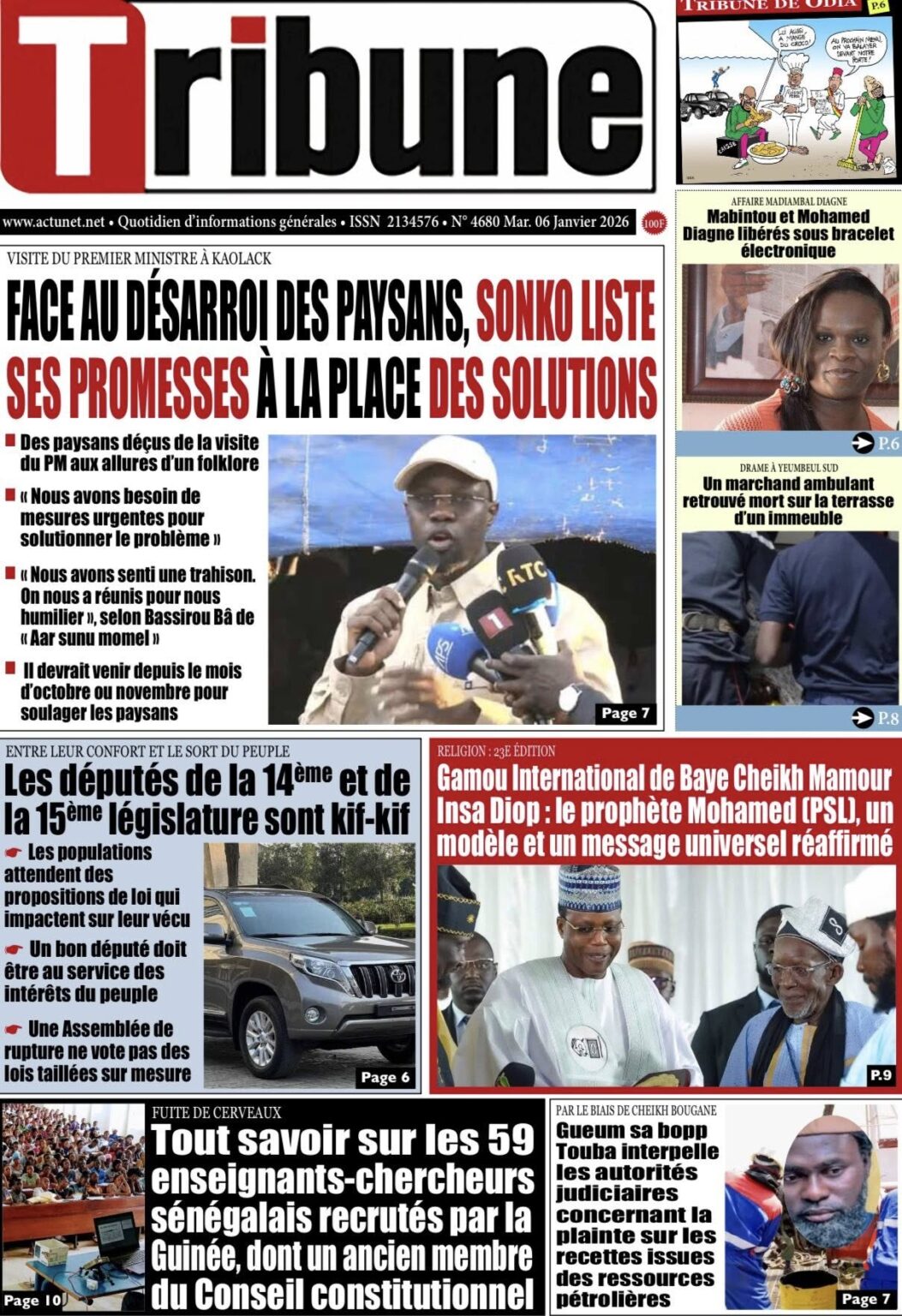 Découvrez les Unes des journaux sénégalais du mardi 6 janvier 2026
