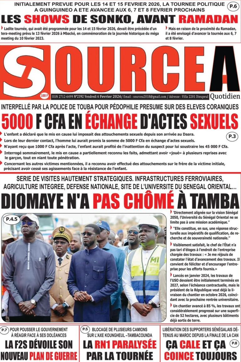 Découvrez les Unes des journaux sénégalais du vendredi 06 février 2026