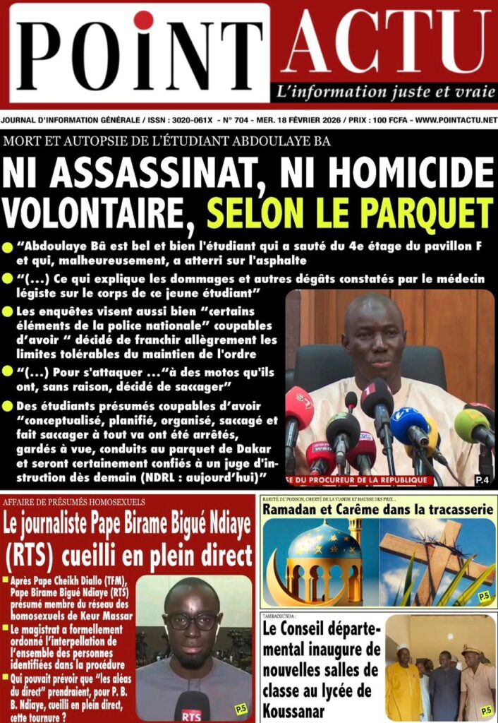 Découvrez les Unes des journaux sénégalais du mercredi 18 février 2026 ...
