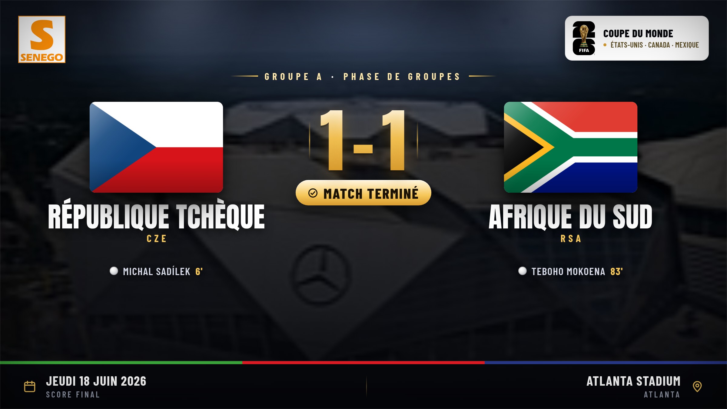 République tchèque – Afrique du Sud (1-1) : Mokoena répond à Sadílek ...
